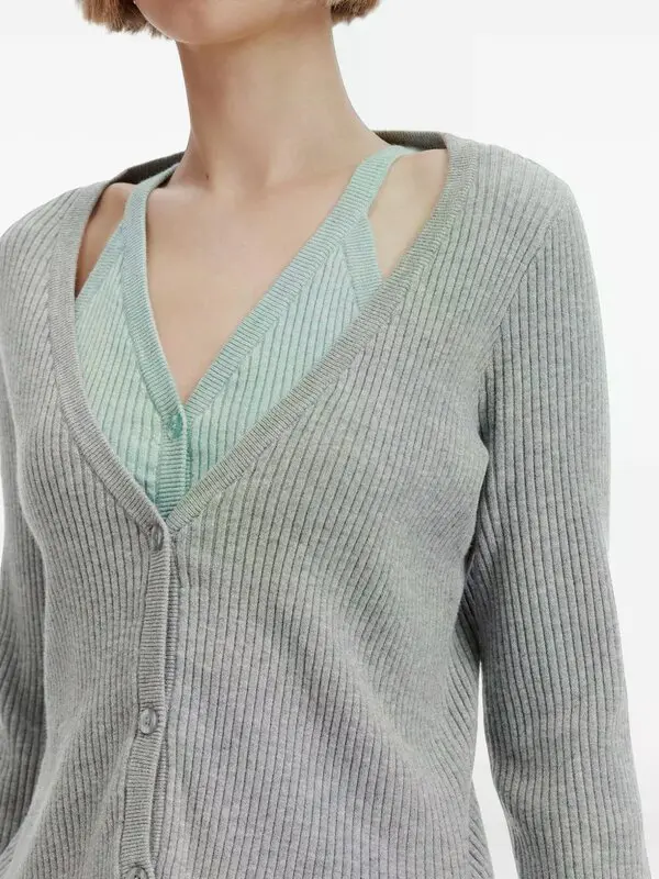 B+AB Ribbed-knit Layered Cardigan