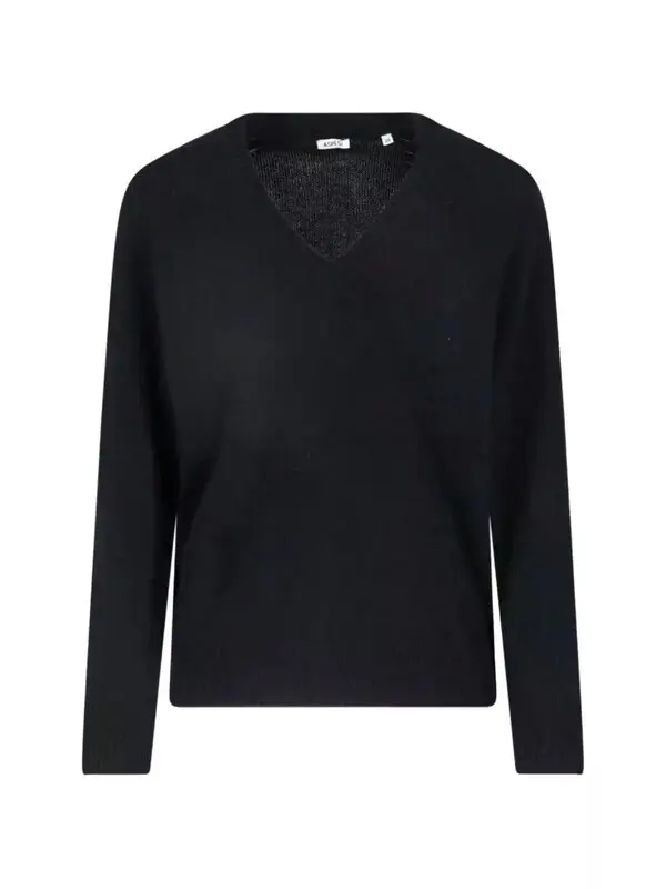 Aspesi V-neck Raglan-sleeve Sweater - Black
