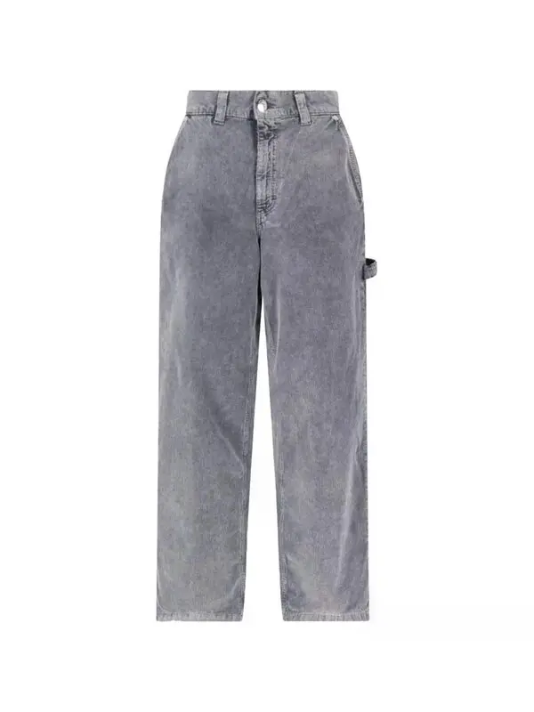 HAIKURE Sibilla Velvet Pier Hammer-loop Straight Trousers - Grey