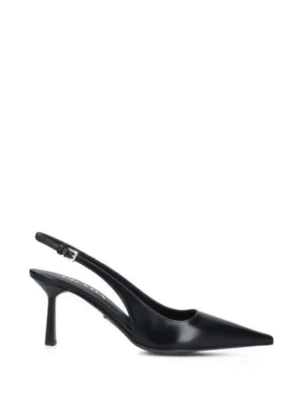 Prada Brushed Leather Slingback Pumps - Black