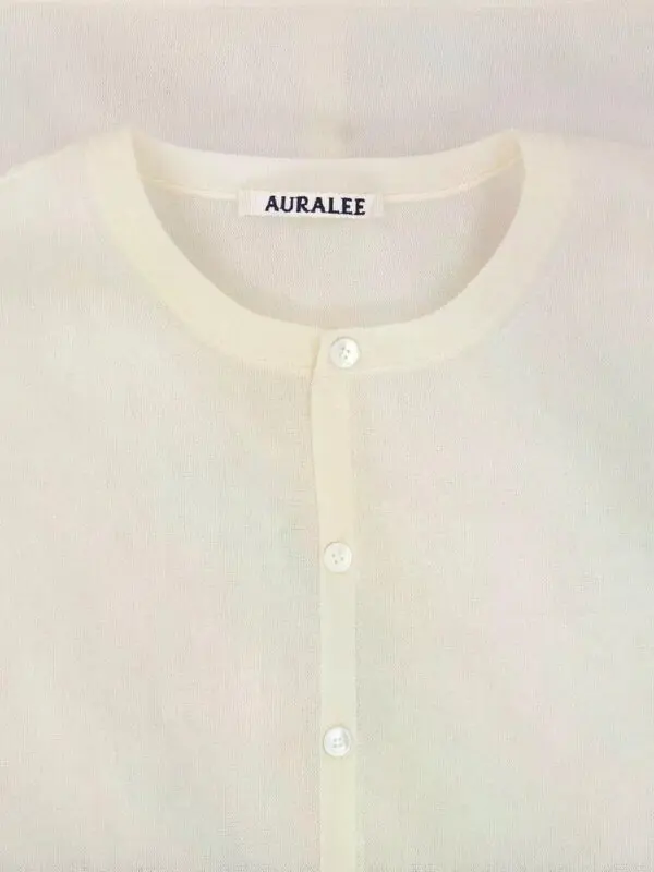 Auralee Button-up Crew-neck Top