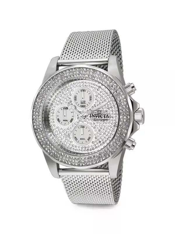 INVICTA Pro Diver Crystal-embellished 43mm Watch - Silver