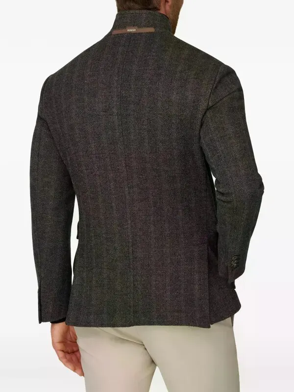 Boggi Milano Peacoat Herringbone In Wool And Cotton