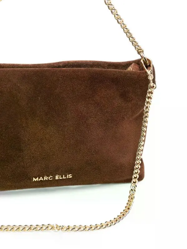 MARC ELLIS Ester Cm Suede Logo-lettering Shoulder Bag - Brown