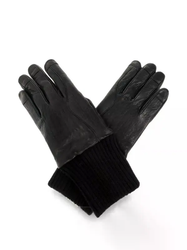 Rick Owens Ribbed-cuff Leather Gloves - Black