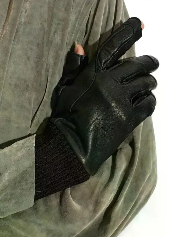 Rick Owens Ribbed-cuff Leather Gloves