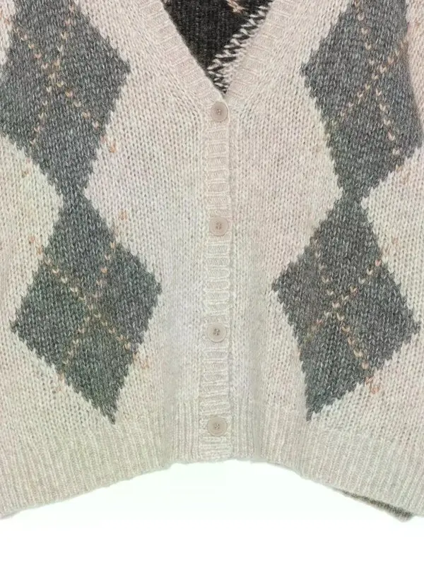 LUISA CERANO Argyle-knit V-neck Cardigan