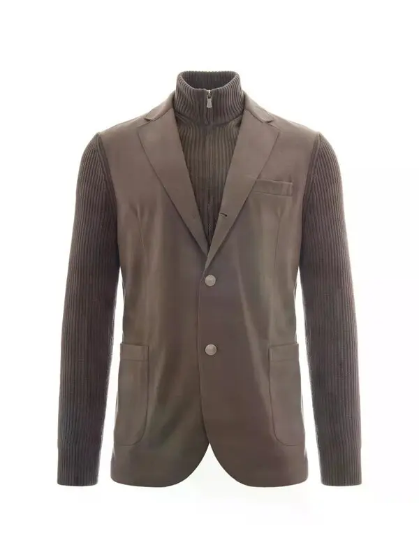 Eleventy Panelled Knit-sleeve Jacket
