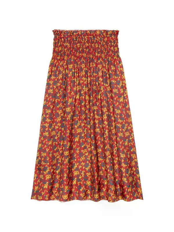 The Great. Midi The Canary Floral-print Silk Skirt - Red