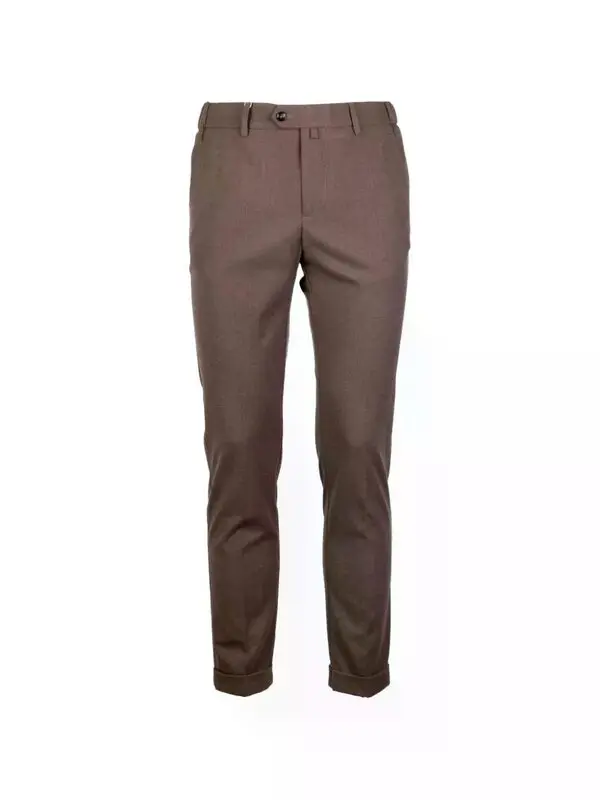 B SETTECENTO Turned-up Cuffs Trousers - Brown