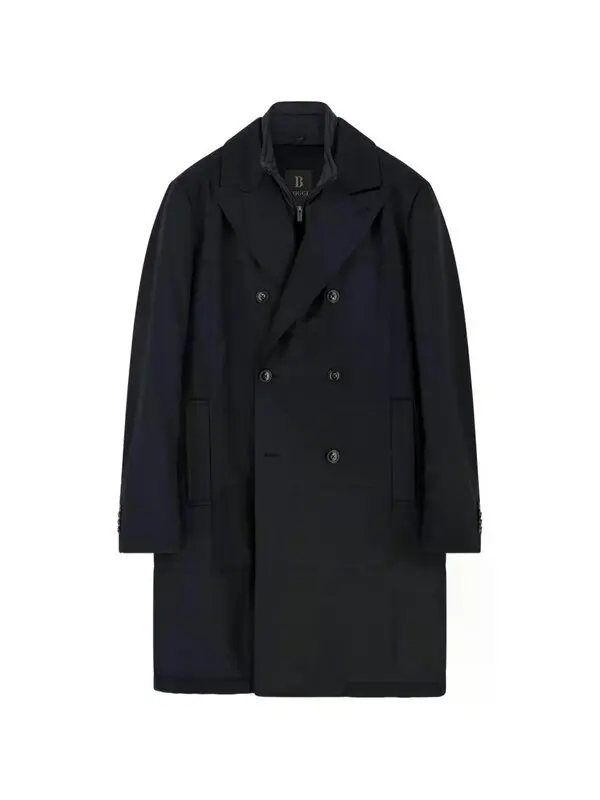 Boggi Milano Double-breasted Padded Coat With Removable Bib In Wool