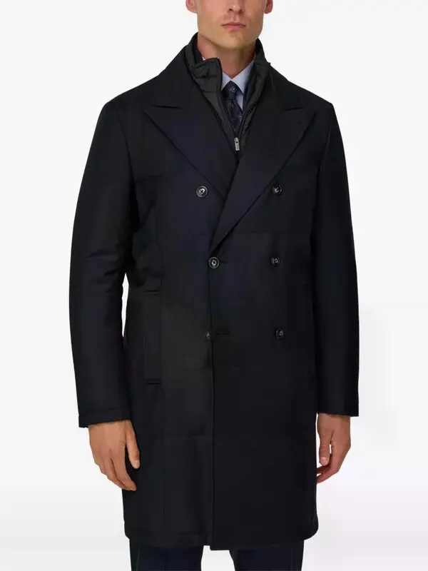 Boggi Milano Double-breasted Padded Coat With Removable Bib In Wool