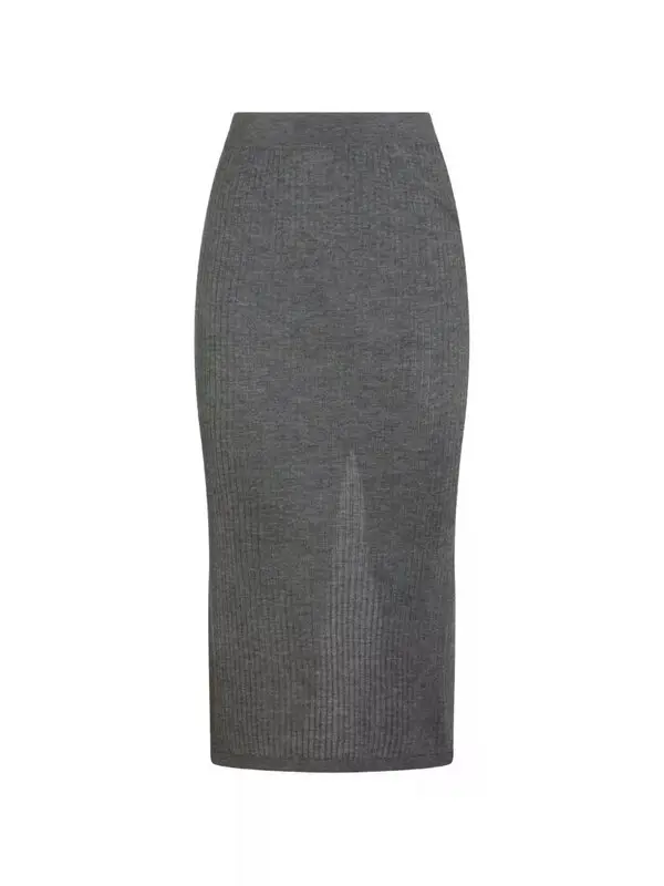 Malo Ribbed-knit Front-slit Midi Skirt