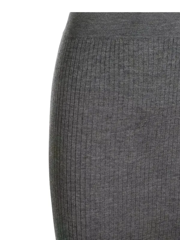 Malo Ribbed-knit Front-slit Midi Skirt