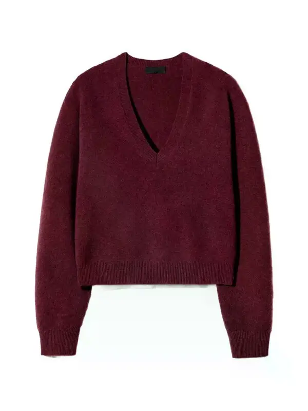 NILI LOTAN Ferron Wool V-neck Sweater - Red