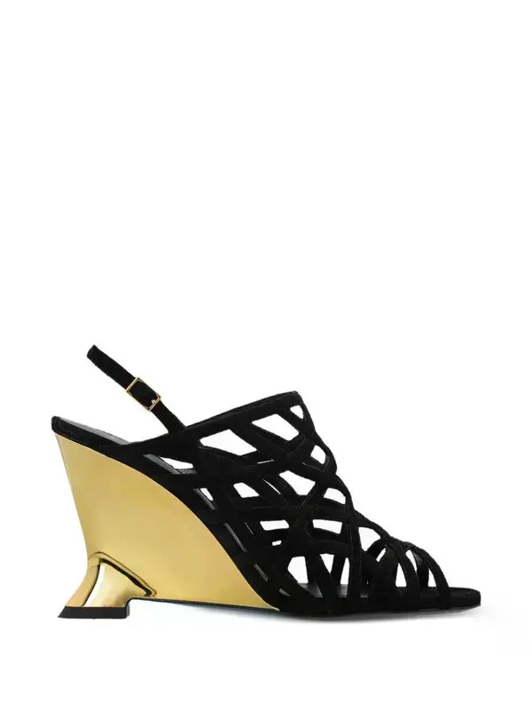 Balmain Cage-strap Wedge Sandals - Black