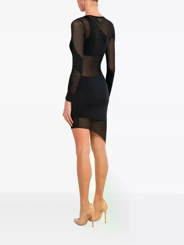 OW Spiral Long-sleeve Asymmetric Dress