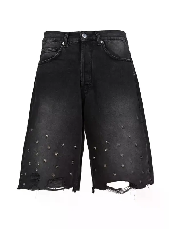 ASKYURSELF Cross Pin Distressed Shorts