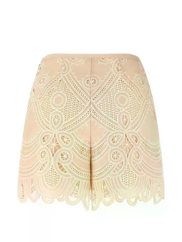 Elie Saab Macramé-embroidered Scalloped Shorts