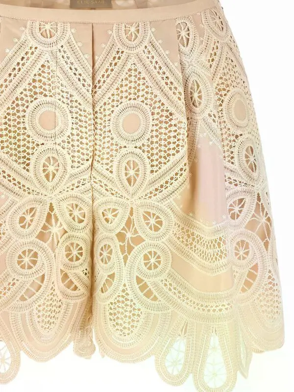 Elie Saab Macramé-embroidered Scalloped Shorts