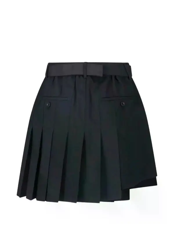 Sacai Belted Pleated Mini Skirt - Black