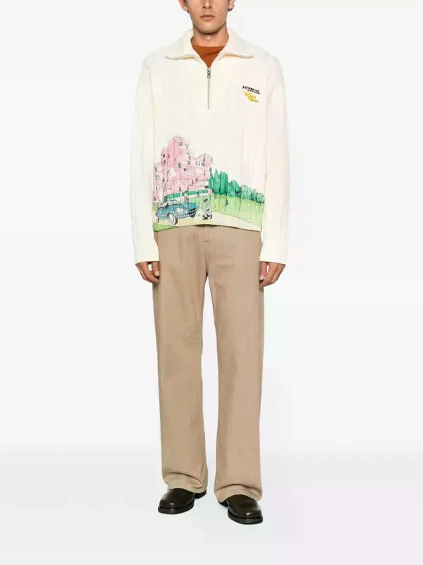 HOUSE OF ERRORS Cable-knit Graphic-print Sweater