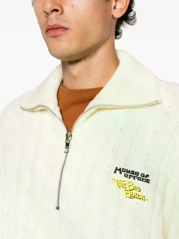 HOUSE OF ERRORS Cable-knit Graphic-print Sweater