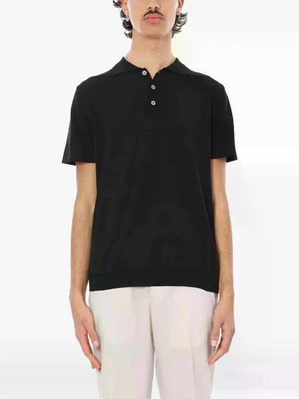 DANIELE FIESOLI Short-sleeve Cotton Polo Shirt - Black