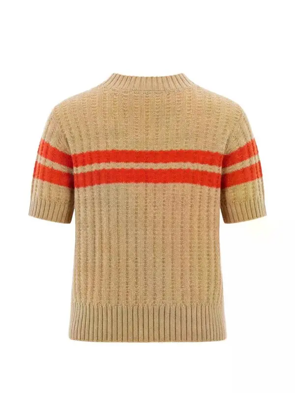Patrizia Pepe Stripe-detail Cable-knit Sweater