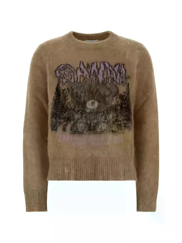 GANNI Brushed-knit Teddy Sweater - Neutrals