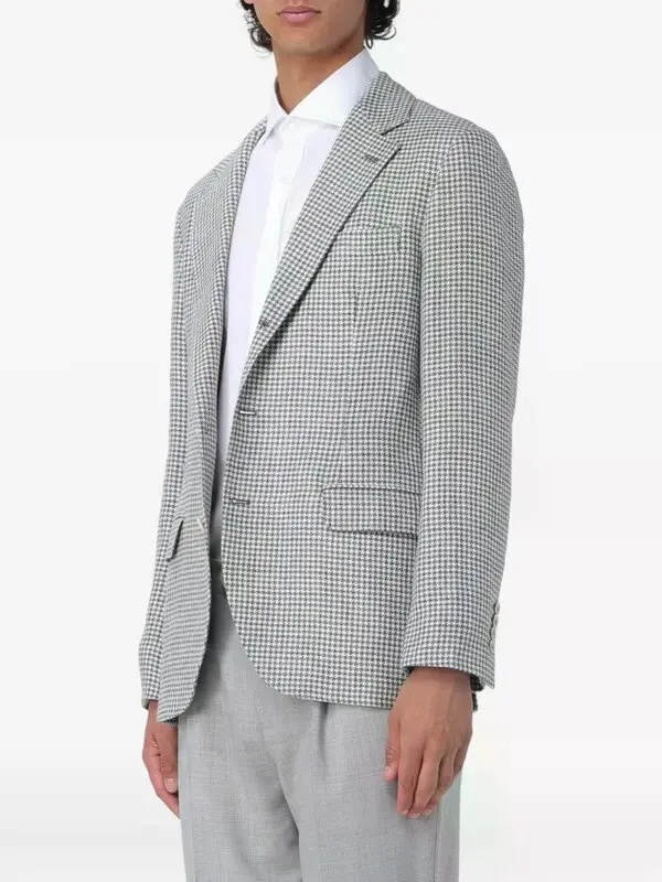 Brunello Cucinelli Houndstooth-pattern Tailored-fit Blazer