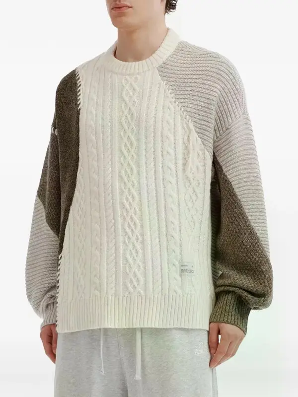 FIVE CM Cable-knit Patchwork Sweater