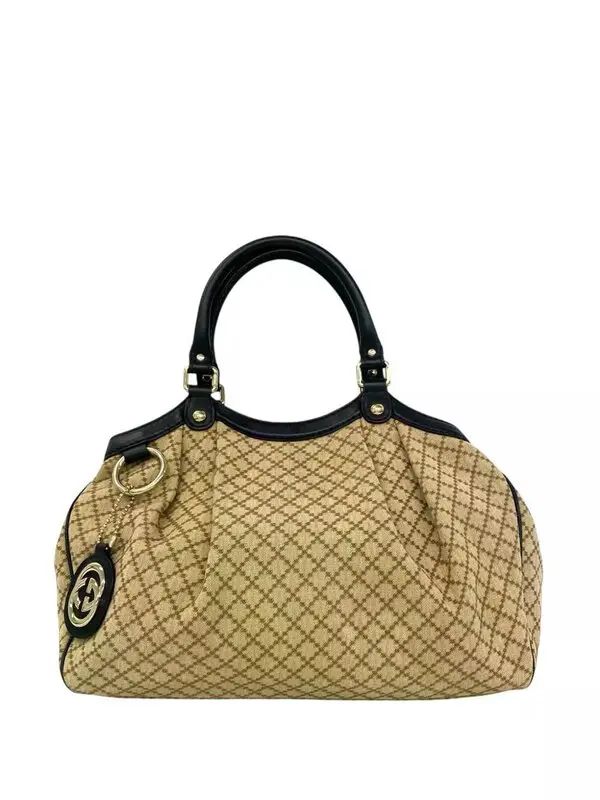 Gucci 2000-2015 Medium Diamante Canvas Sukey Tote Bag - Neutrals