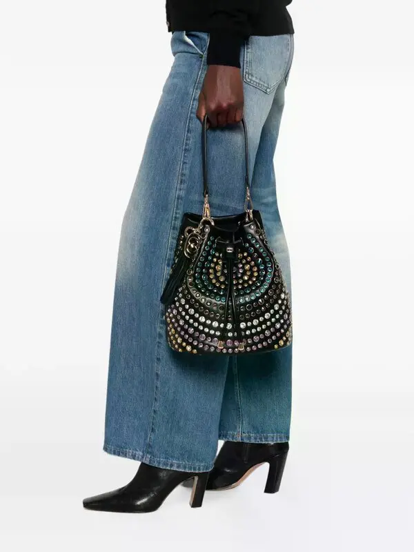 LA CARRIE Stud-embellished Leather Bucket Bag