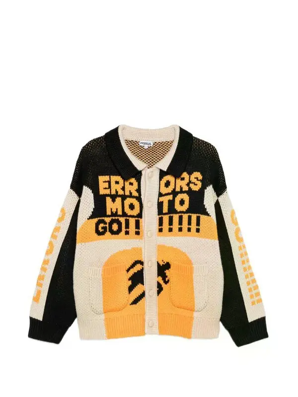 HOUSE OF ERRORS Logo-intarsia Knitted Cardigan - Black
