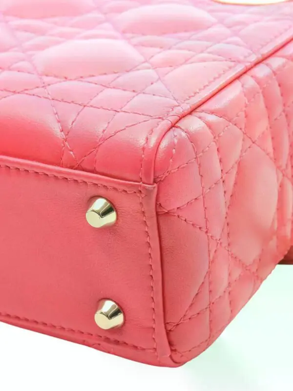 Dior 2000-2026 Mini Lambskin Cannage Lady Satchel - Pink