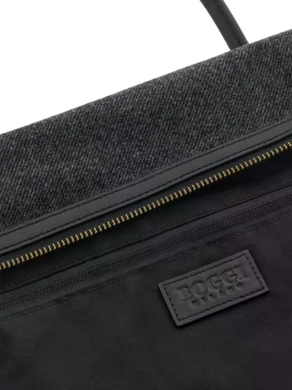 Boggi Milano Duffle Bag In Leather And Wool Blend