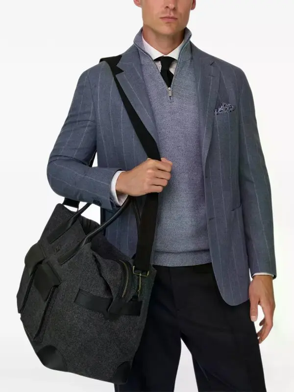 Boggi Milano Duffle Bag In Leather And Wool Blend