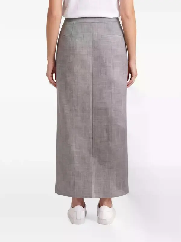 Brunello Cucinelli Maxi Checked Wool Pencil Skirt