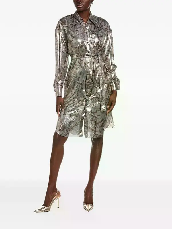 Brunello Cucinelli Botanical-print Belted Shirt Dress