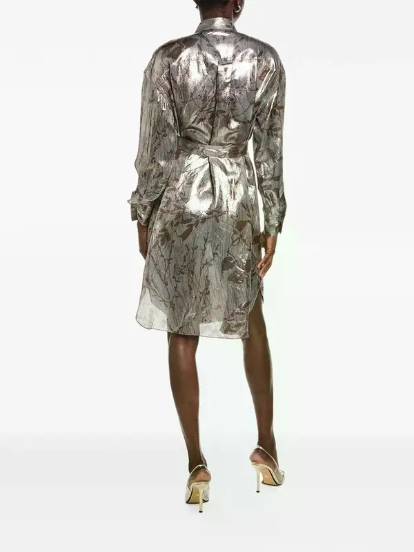 Brunello Cucinelli Botanical-print Belted Shirt Dress