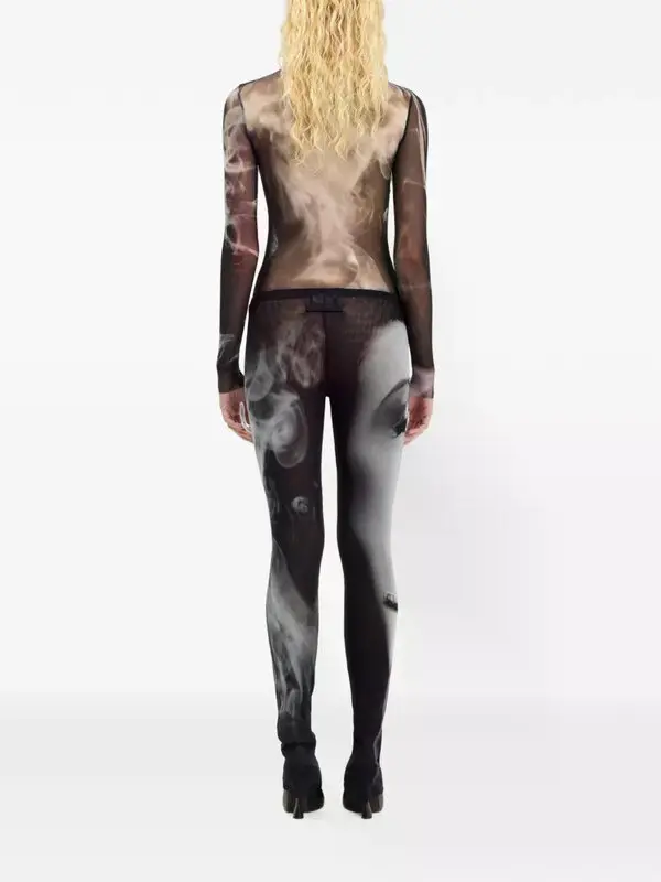 JEAN PAUL GAULTIER Mesh Flare Pants Printed Smoking Women