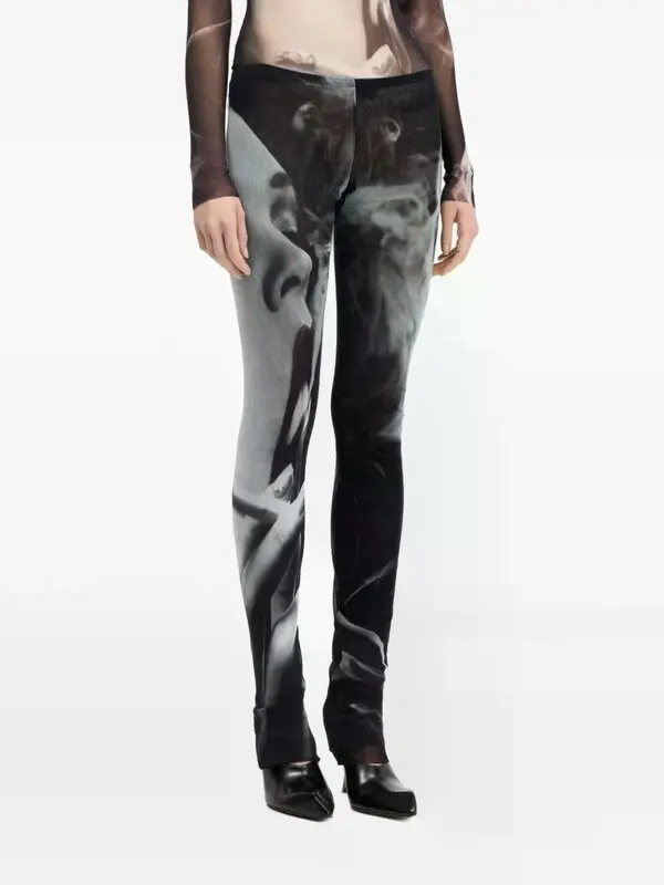 JEAN PAUL GAULTIER Mesh Flare Pants Printed Smoking Women