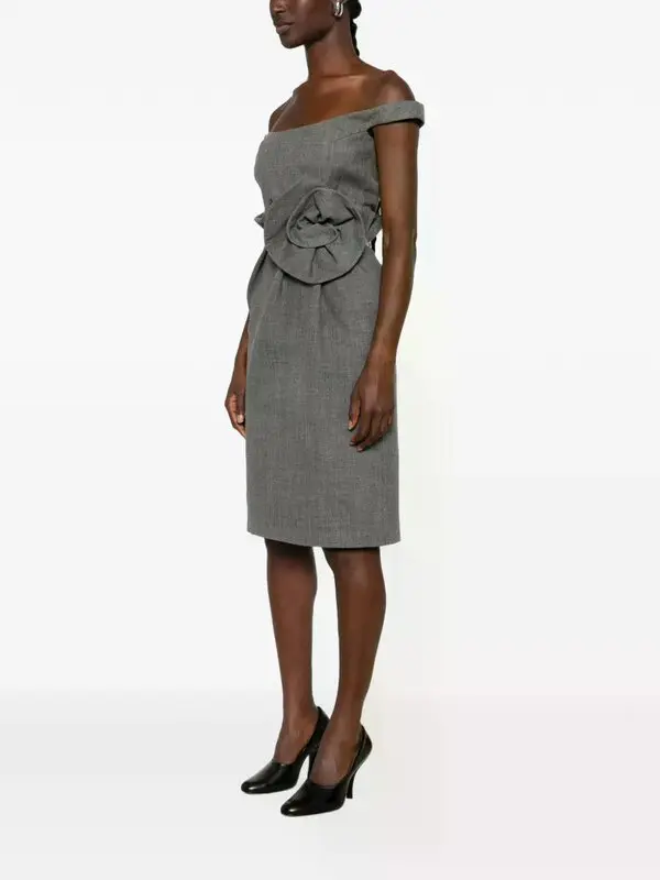 Magda Butrym Off-shoulder Floral-detail Midi Dress - Grey