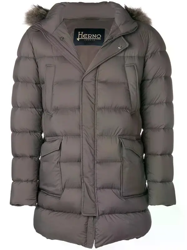 Herno Patch Pocket Fur-trimmed Puffer Coat