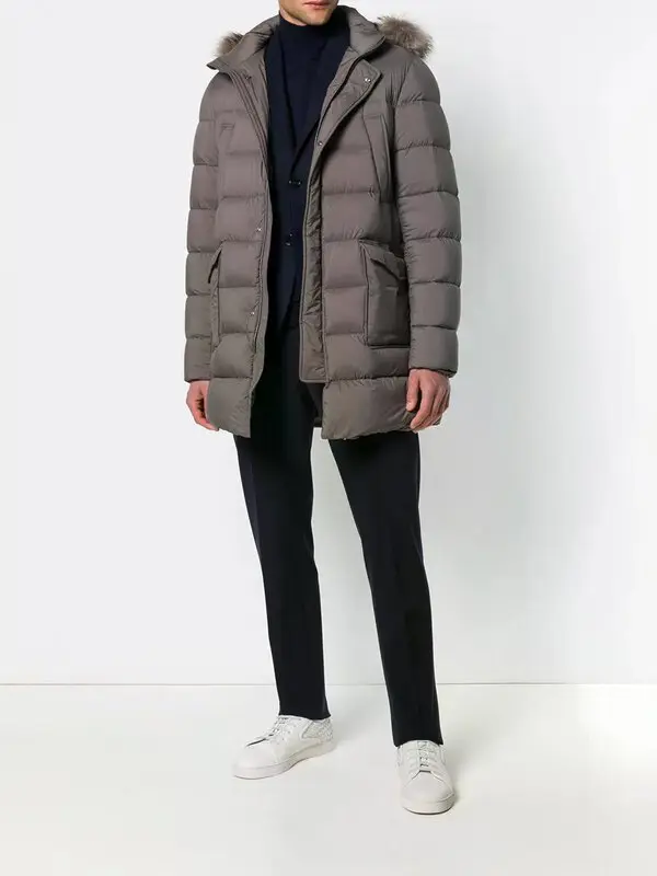 Herno Patch Pocket Fur-trimmed Puffer Coat