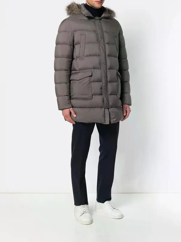 Herno Patch Pocket Fur-trimmed Puffer Coat