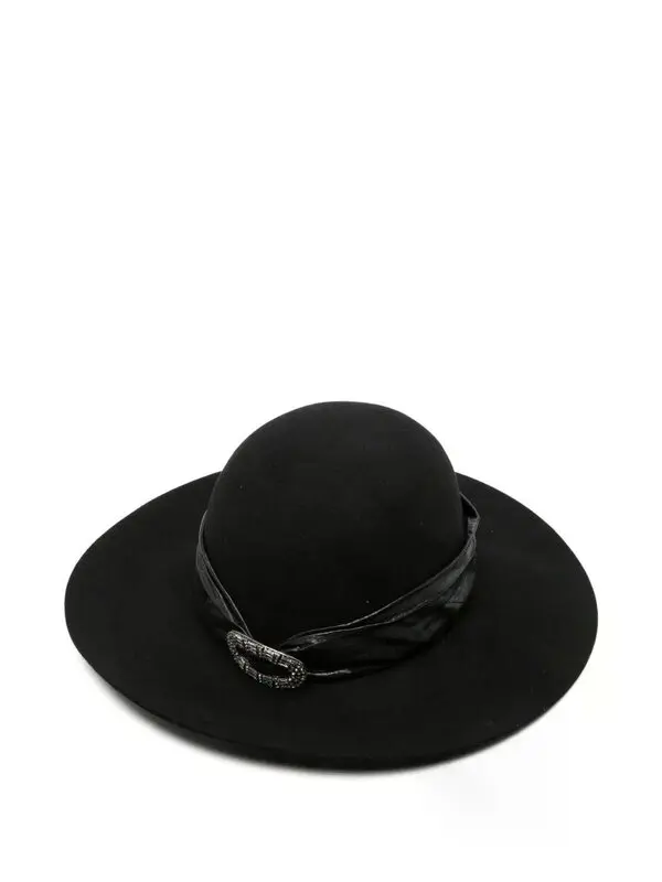 Ermanno Scervino Crystal-embellished Wide-brim Hat - Black