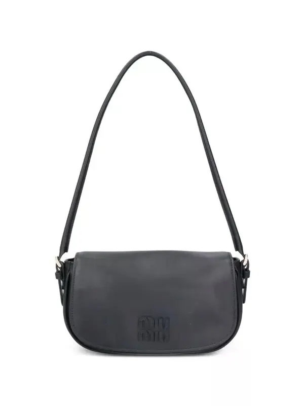 Miu Miu Logo-embossed Leather Shoulder Bag - Black