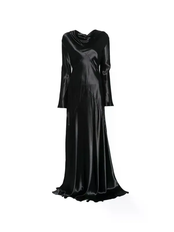 Erika Cavallini Open-back Satin Maxi Dress - Black